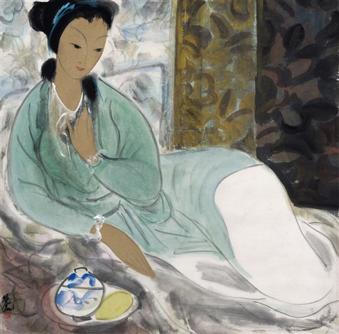 Lady in Green 綠衣仕女 by Lin Fengmian on artnet